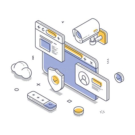 Modern Vector Illustration Depicting Online Security Measures In Digital Environments Stock