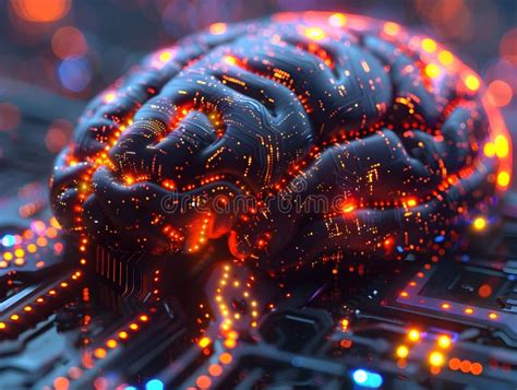 Captivating Brain With Intricate Neural Networks And Glowing Circuits