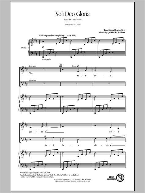 Soli Deo Gloria At Stantons Sheet Music