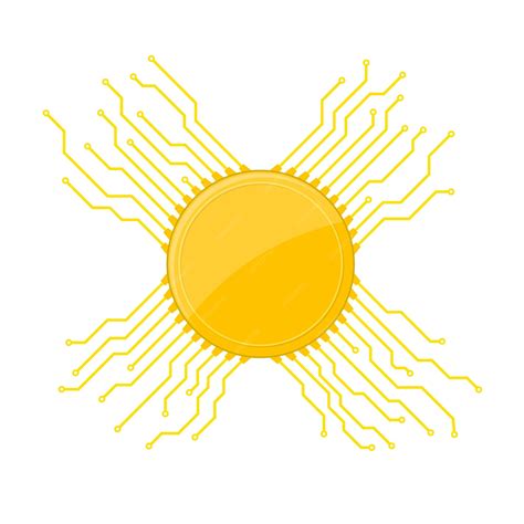 Premium Vector Yellow Microchip Icon In Flat Design Vector Illustration Microcircuit Symbol