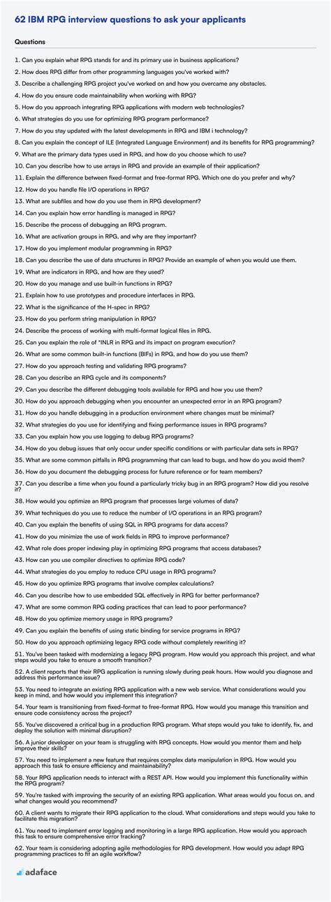 62 IBM RPG Interview Questions Adaface
