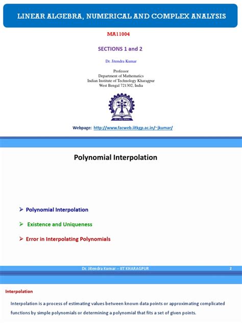 linear algebra numerical and complex analysis pdf interpolation