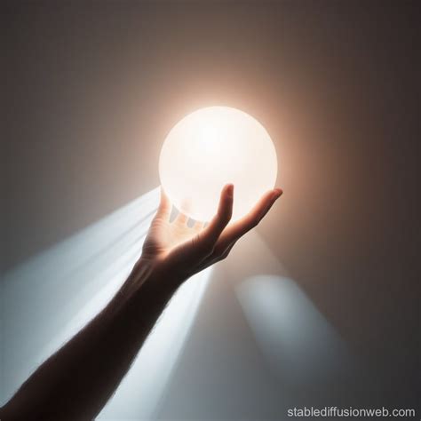 Hand Extending Towards Bright Light Stable Diffusion Online