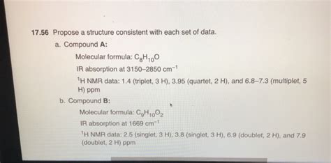 solved propose a structure consistent with each set of data