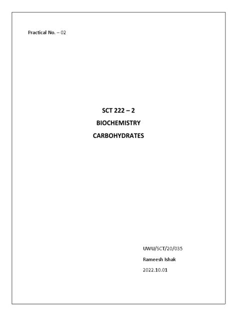 Carbohydrates Lab Report Pdf Carbohydrates Organic Compounds