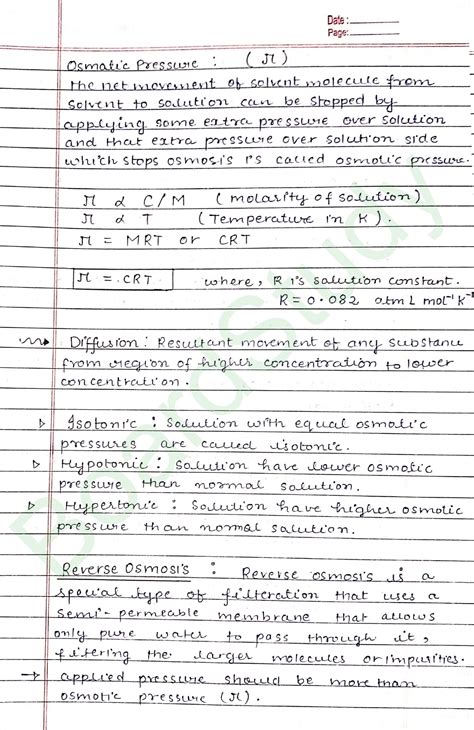 Class 12 Chemistry Solutions Notes Handwritten Notes