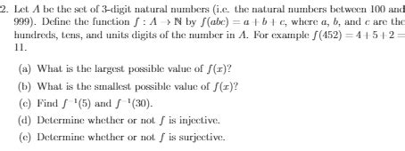Let A Be The Set Of 3 Digit Natural Numbers I E Chegg