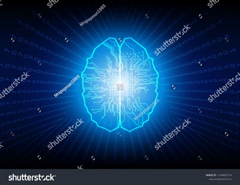 Abstract Brain Binary Code Technology Background Stock Vector Royalty