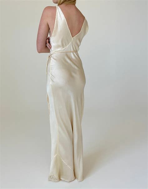 1930s Pale Gold Silk Slip Dress Eveliina Vintage