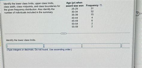 solved identify the lower class limits upper class limits