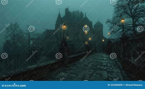 Spooky Old Gothic Castle Stock Illustration Illustration Of