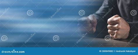 Fists Of Angry Man Beats On The Table Stock Photo Image Of Anger Adult 280849882