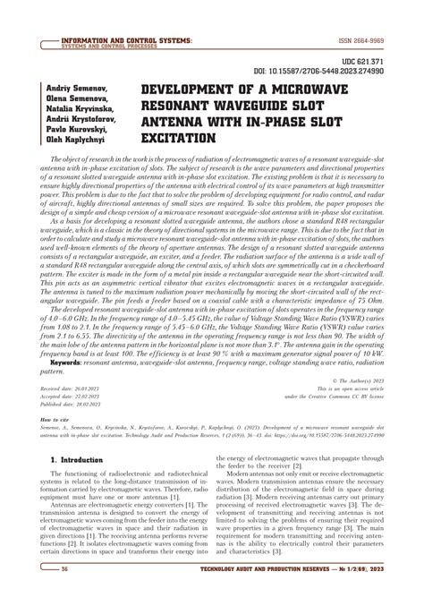 Pdf Development Of A Microwave Resonant Waveguide Slot Antenna With In Phase Slot Excitation