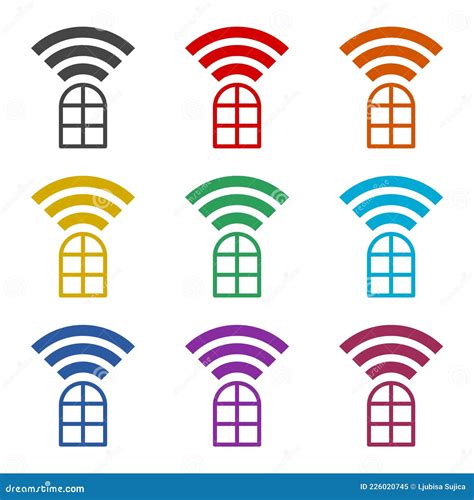 Glass Break Sensor Color Icon Set Stock Vector Illustration Of