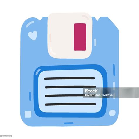 90년대와 00년대의 정보 저장을 위한 귀여운 만화 플로피 디스크 Pc용 레트로 디스켓 Y2k의 상징인 컴퓨터 메모리 흰색에