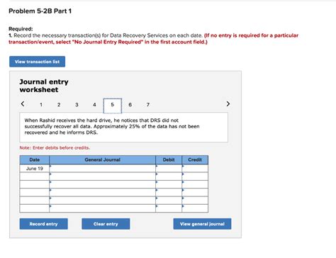 solved required information problem 5 2b record transactions