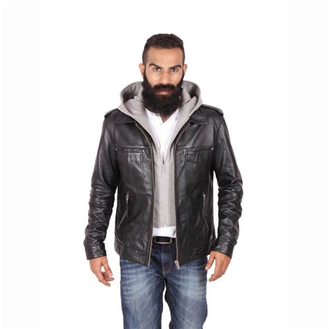 Theo&Ash - Men's leather jacket with hood | Men's leather coats ...