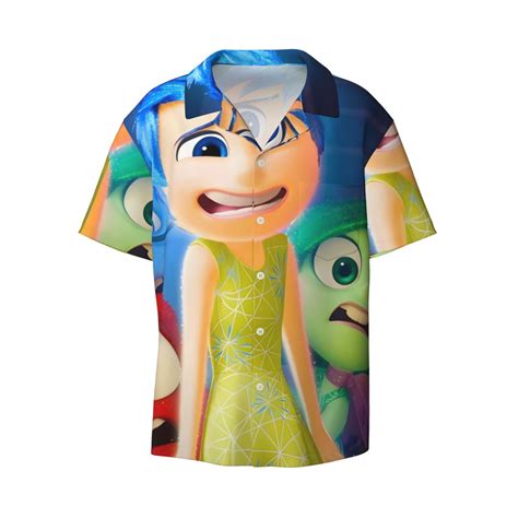 Gokiu Inside Out 2 Mens Button Down Shirts Short Sleeve Casual Shirts