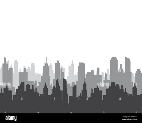 City Skyline Vector Silhouette Illustration Stock Vector Image Art