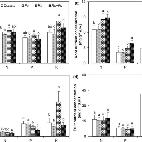 The Concentrations Of N P And K In Tomato Shoot A Root B