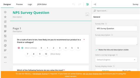 Surveyjs Creator For Jquery Nps Survey Question