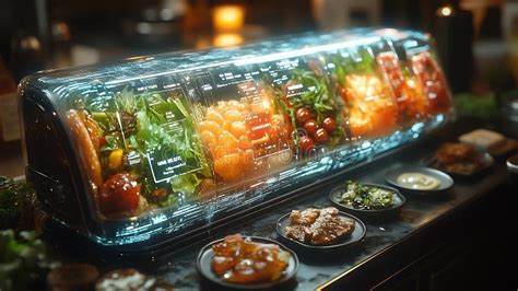 Futuristic Holographic Menu System For Restaurant Experience Stock