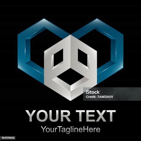 파란색과 회색 로고 템플릿 요소에 큐브 6 각형 3 차원 스타일 0명에 대한 스톡 벡터 아트 및 기타 이미지 0명 공란