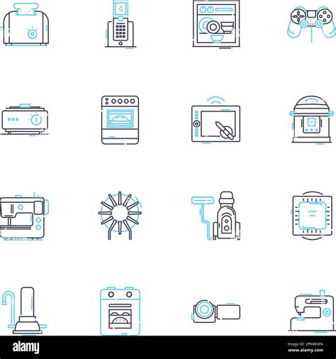 Intelligent Dwelling Linear Icons Set Automation Technology Comfort