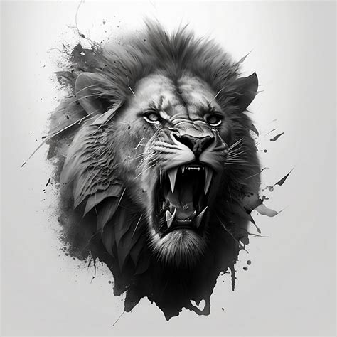Lion Tattoo Design White Background Png File Download High Resolution