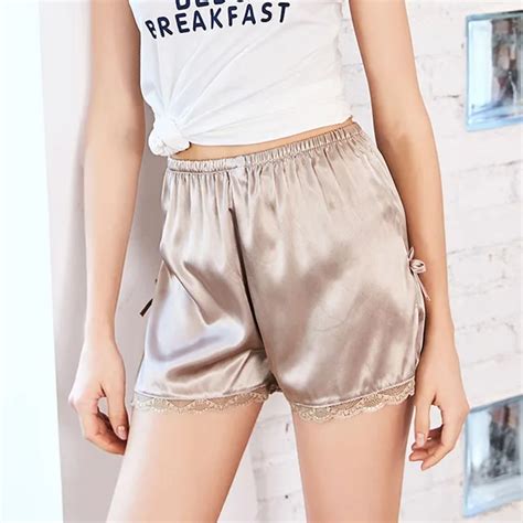 New 2019 Summer Ladies Lace Silk Satin Shorts Boho Beachwear Elastic
