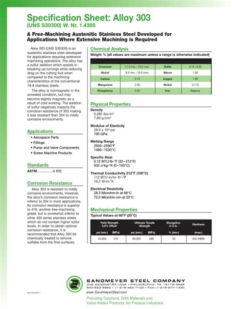 Alloy 303 Stainless Steel Overview Pdf Alloy Steel