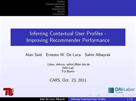 Inferring Contextual User Proﬁles Improving Recommender Performance Pdf