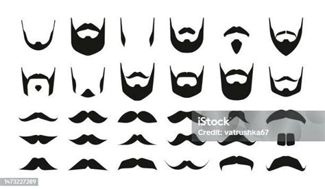 콧수염과 수염 힙스터 블랙 콧수염 수염 얼굴 단순한 남성 기호 이발사 로고에 대한 다양한 변형 벡터 절연 세트 염소수염에 대한 스톡 벡터 아트 및 기타 이미지 Istock