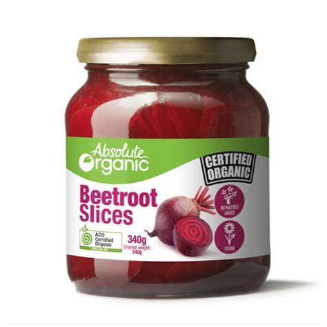 Organic Vegetables Preserved Beetroot Slices Absolute 340g Farm