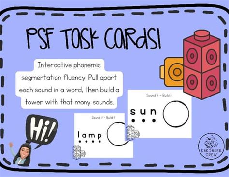 Phonemic Segmentation Fluency Task Cards Freebie By Kbkindercrew