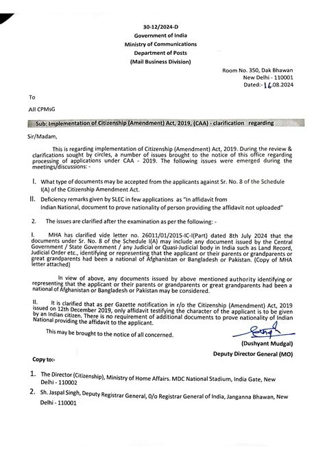 Implementation Of Citizenship Amendment Act 2019 Caa