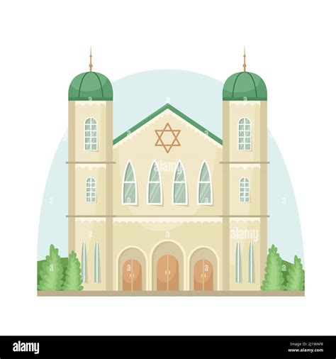 Vector Illustration Of A Synagogue Religious Architectural Building