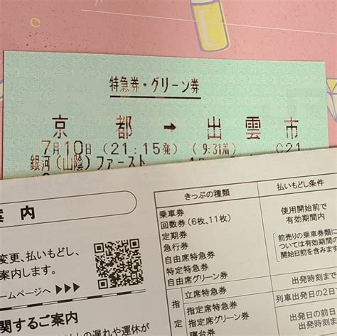 2023年7月10日 710 特急 West Express 銀河号 京都⇒出雲市 ファーストシート 注文 グリーン席券 大人1枚