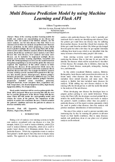 Pdf Multi Disease Prediction Model By Using Machine Learning And
