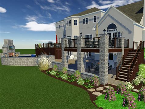 Gorgeous 3d Deck And Porch Rendering Keystone Custom Decks