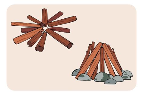 Api Unggun Vektor Kartun Desain Datar Terisolasi Ilustrasi Dengan
