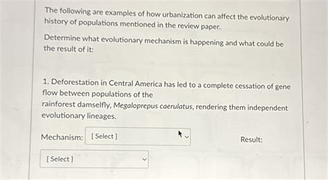 Solved The Following Are Examples Of How Urbanization Can