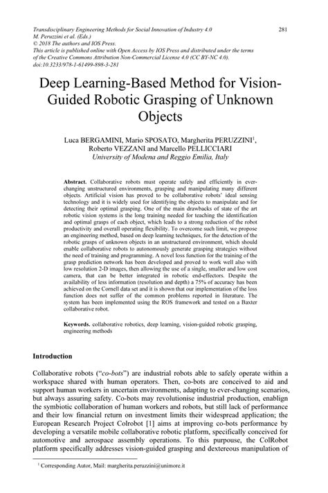 Pdf Deep Learning Based Method For Vision Guided Robotic Grasping Of Unknown Objects