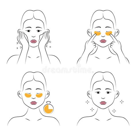 Eye Patches Applying Icon Vector Face Skincare Under Eye Treatment