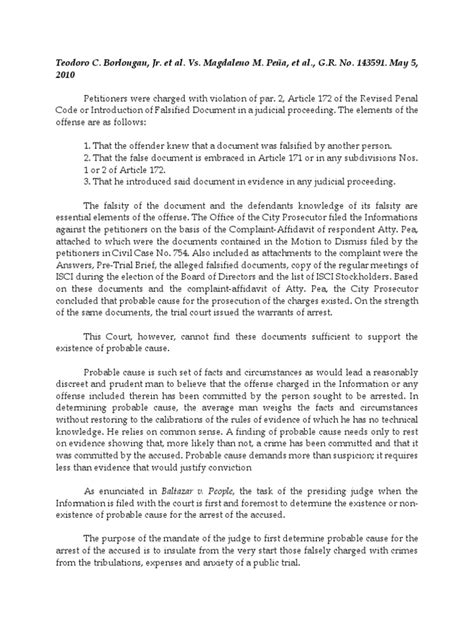 Use Of Falsified Docs By Lawyers Pdf Probable Cause Affidavit