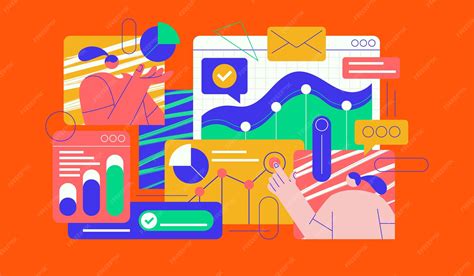 Premium Vector Data Analysis Illustration With Charts Colorful Data Visualization Illustration