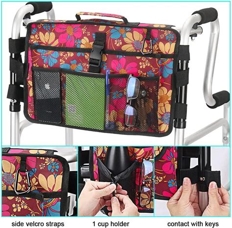 Double Sided Water Resistant Walker Bag With 9 Pockets Universal Fit