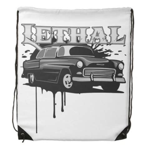 Lethal Classic Cars Nylon Drawstring Backpack Backpacks Custom Drawstring Bags Nylon