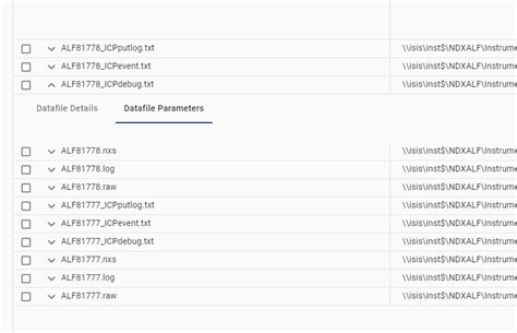 Empty Datafile Parameters Tabs In Details Panels · Issue 1081 · Ral