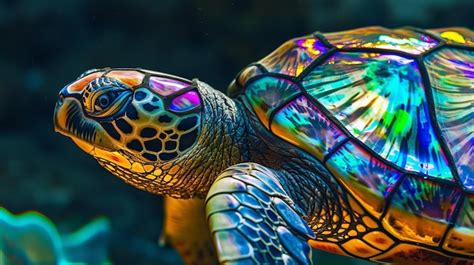 Stained Glass Turtle Premium Ai Generated Image